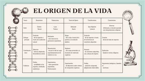 Cuadro Comparativo Teorías Vida Pdf Evolución Abiogénesis