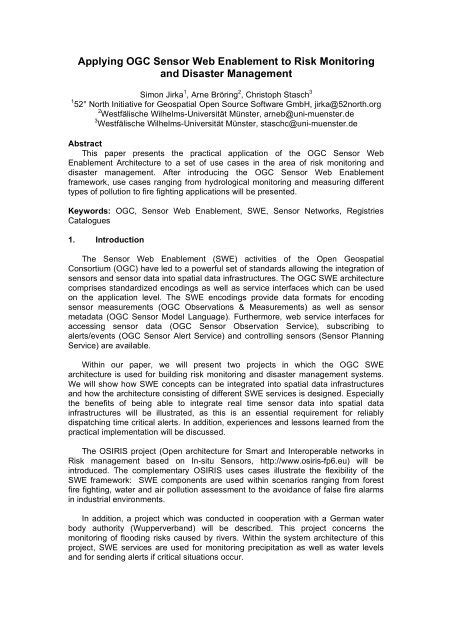 applying ogc sensor web enablement to risk monitoring and