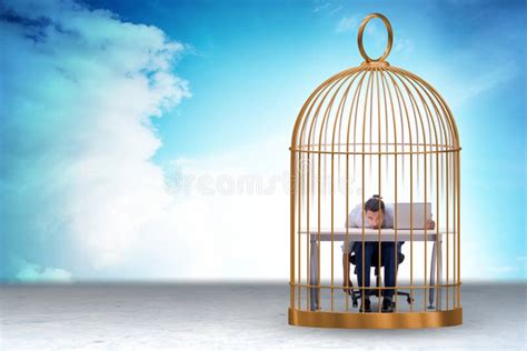 Businessman Caught In The Cage Stock Illustration Illustration Of