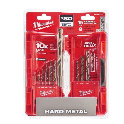 MILWAUKEE Cobalt Drill Bit Set Piece Split Point Bit Tip Steel Twist EBay