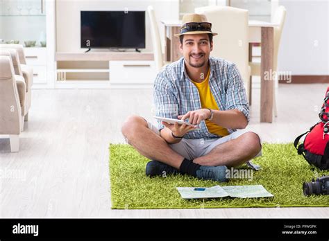 Man Planning His Travel With Map Stock Photo Alamy