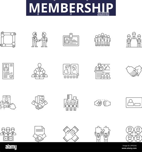 Línea De Membresía Vector Iconos Y Signos Suscripción Acceso Unirse