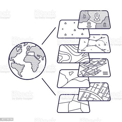 Gis Concept Data Layers For Infographic Stok Vektör Sanatı And Bilgi