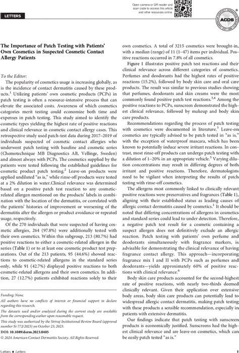 The Importance Of Patch Testing With Patients Own Cosmetics In