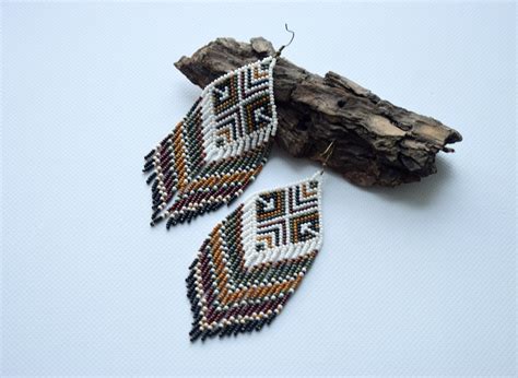 Extra Long Beaded Earrings Boho Seed Bead Earrings Dangle Earrings
