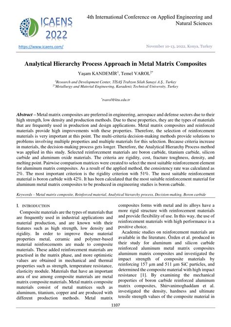 Pdf Analytical Hierarchy Process Approach In Metal Matrix Composites