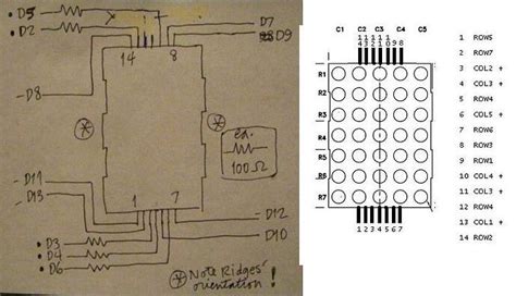 5 X 7 Led Matrix How To Wire For Arduino Leds And Multiplexing Arduino Forum