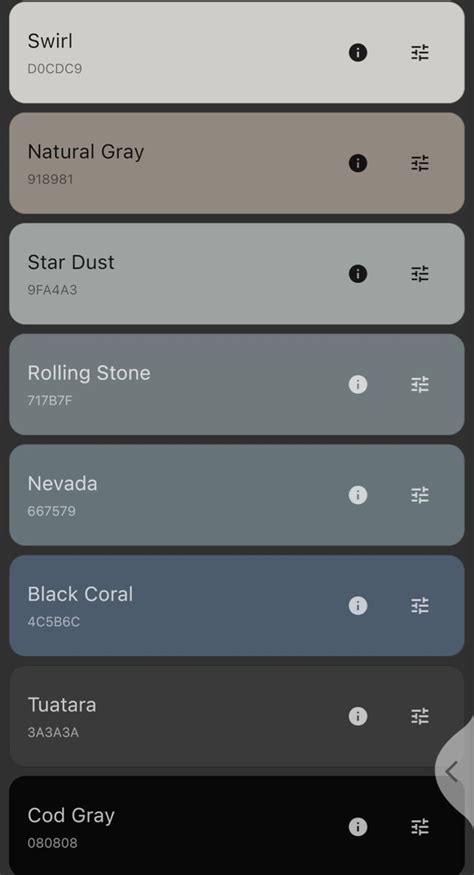 An Iphone Screen Showing The Color Options For Different Colors And