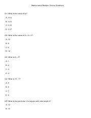 Essential Mathematics: Multiple Choice Questions for Students | Course Hero