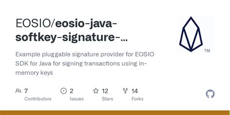 Github Eosioeosio Java Softkey Signature Provider Example Pluggable Signature Provider For