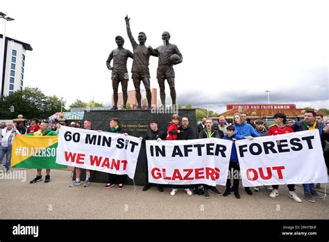 Manchester United Fans Protest Outside The Stadium Before The Premier