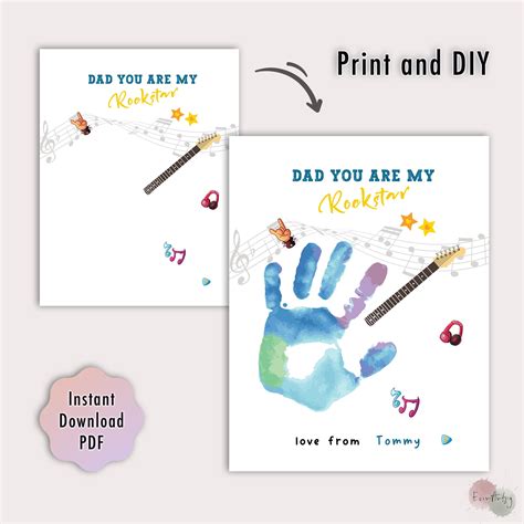 Fathers Day Printable Handprint Template Bundle Of 8 T Etsy