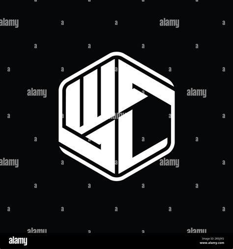 Wl Letter Logo Monogram Hexagon Shape With Ornament Abstract Isolated
