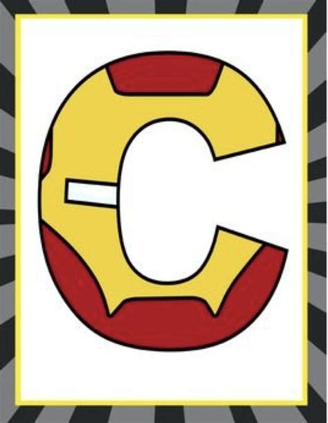 Letter C Iron Man Banner Superhero Letters Super Hero Letters