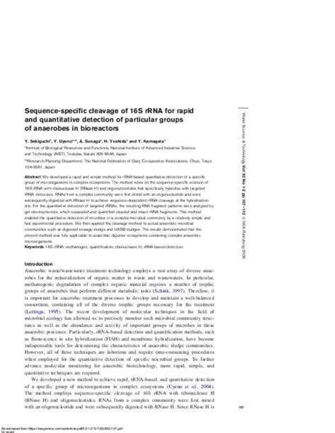 Pdf Sequence Specific Cleavage Of 16s Rrna For Rapid And Quantitative Detection Of Particular