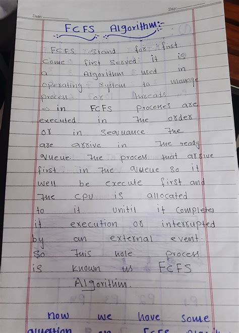 Fcfs Stand For First Come First Served It Is A Algorithm Used In Operati