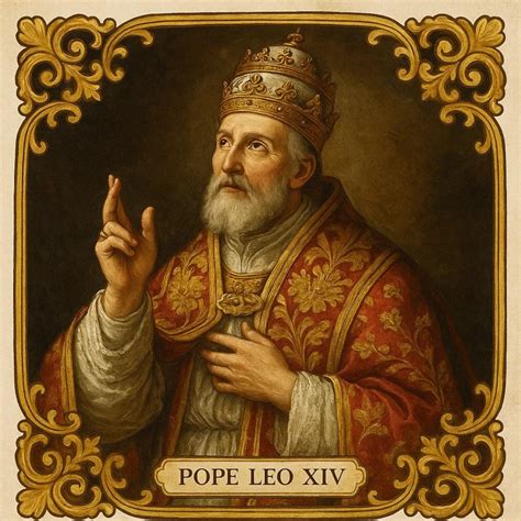 Pope Leo Xiv Sticker In Baroque Style Gold Decorated Saint With Tiara
