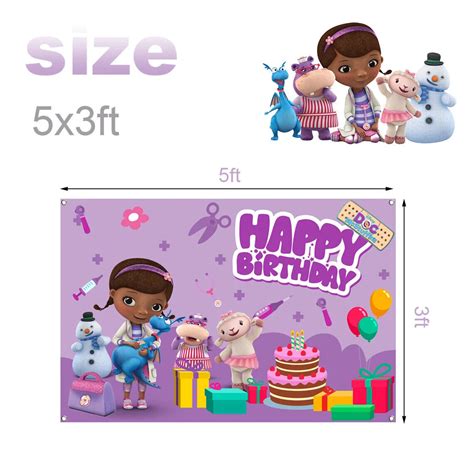 Princess Doc Mcstuffins Happy Birthday Backdrop Banner Background