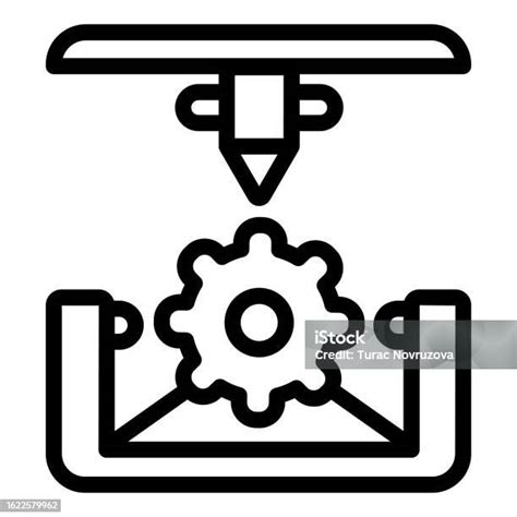 톱니바퀴 3d 프린팅 라인 아이콘입니다 3d 프린팅 역학 벡터 그림은 흰색으로 분리되어 있습니다 기어 3d 인쇄 프로세스 개요 스타일 및 응용 프로그램을 위해 설계되었습니다