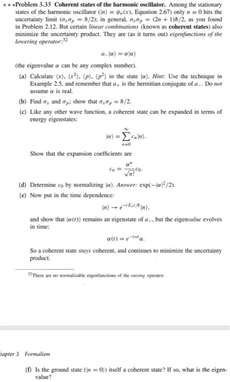 Solved S Problem 3 35 Coherent States Of The Harmonic Chegg Com
