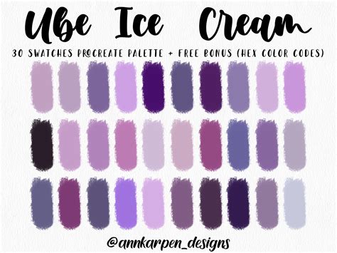 Ube Ice Cream Procreate Palette 30 Hex Color Codes Instant Digital Download Ipad Pro Art Ube Ice Cream Procreate Palette 30 Hex Color Codes Instant Digital Download Ipad Pro Art