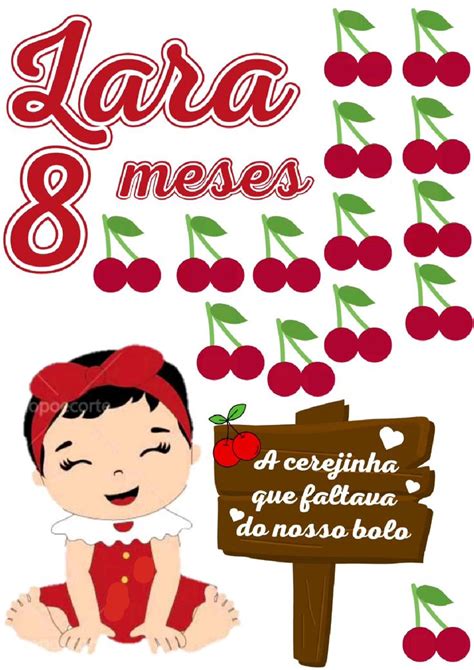 Topo Para Bolo Cerejinha Aniversario Infantil Desenho De Cereja