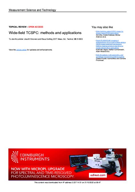 Pdf Wide Field Tcspc Methods And Applications