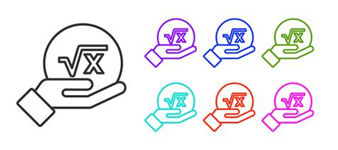 흰색 배경에 격리 된 X 글리프 아이콘의 검은 줄 사각형 루트 수식 다채로운 아이콘을 설정합니다 벡터 0명에 대한 스톡 벡터