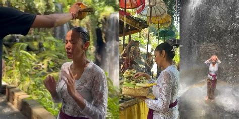 8 Potret Shanty Lakukan Ritual Melukat Di Bali Bersihkan Dan Sucikan