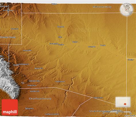 Physical 3d Map Of Pueblo County