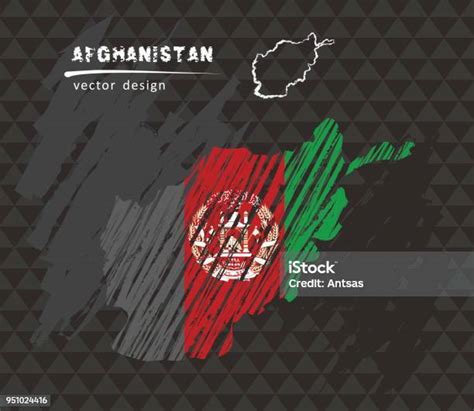黒の背景で内部フラグをアフガニスタンの地図チョーク スケッチ ベクトル図 アジア大陸のベクターアート素材や画像を多数ご用意 アジア大陸