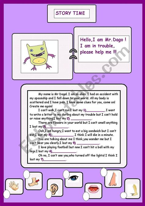 A Story Body Parts Esl Worksheet By Sumeyra