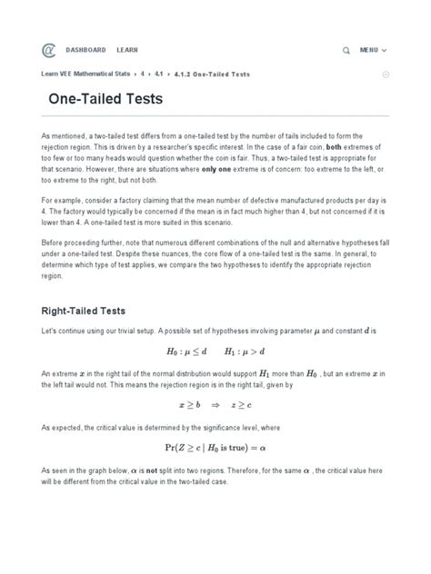 One Tailed Test Pdf Statistical Significance Null Hypothesis
