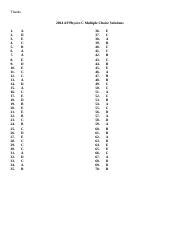 Physics AP Answers Thanks AP Physics C Multiple Choice Course Hero