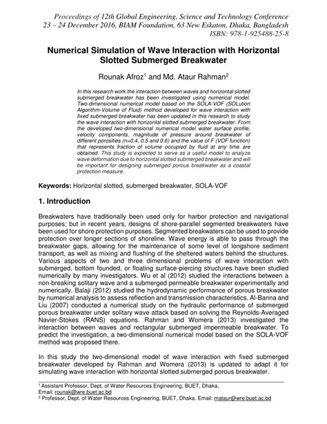 Pdf Numerical Simulation Of Wave Interaction With Horizontal Slotted