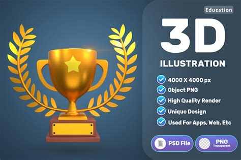 Premium Psd 3d High Quality Gold Trophy Icon Render