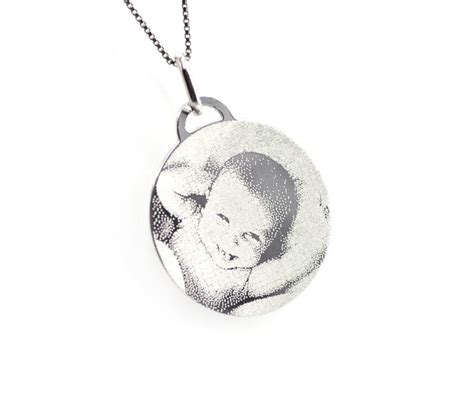 Ciondolo Medaglia Foto Tonda 23 Mm Argento 925 Jewelab It Incisione Foto