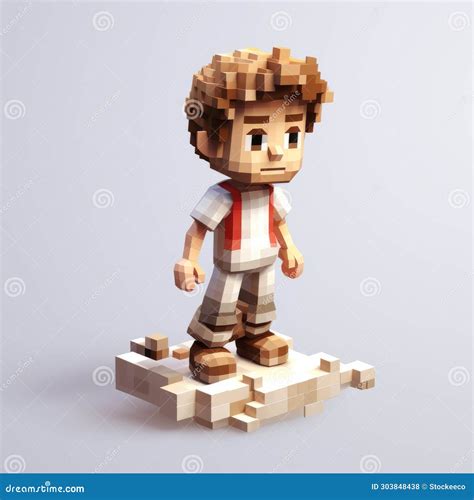 Photorealistic Minecraft Character In Retro Style White And Beige