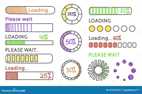 Hand Drawn Loading Bar Doodle Progress Indicators Circular Download