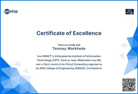 Tanmay Warkhede On Linkedin 🌟 Excited To Share That I Have Received A Certificate Of Excellence