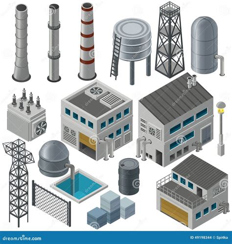 Isometric Industrial Robots Assembly Line Machines Robotic Arms With
