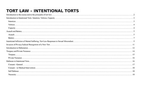 Exam Intentional Tort Can Tort Law Intentional Torts Introduction
