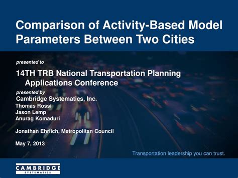 Ppt Comparison Of Activity Based Model Parameters Between Two Cities