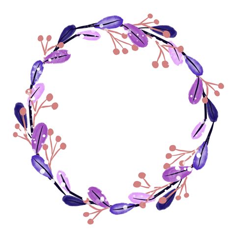 Borde Decorativo De Corona De Hojas Moradas PNG Guirnalda Hojas