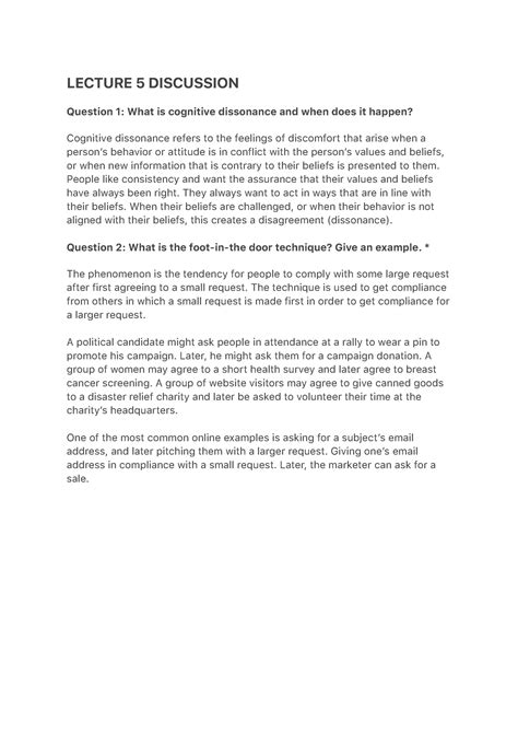 Consumer Behavior Lecture Discussion 5b Studocu