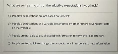 Solved What Are Some Criticisms Of The Adaptive Expectations