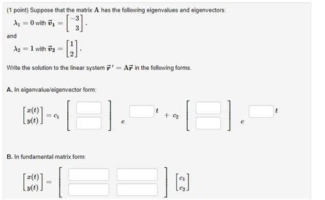 Solved 1 Point Suppose That The Matrix A Has The