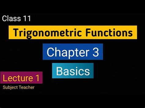 Chapter Trigonometric Functions Basics Class Maths Ncert YouTube