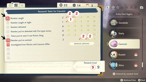 Pokémon Legends Arceus Pokédex Research Level Guide Pokéjungle