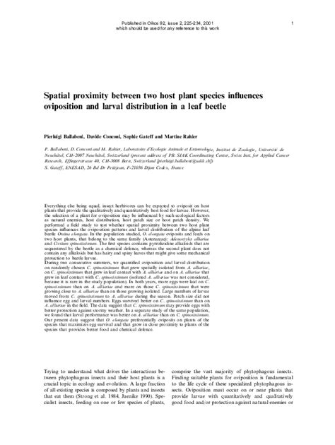Pdf Spatial Proximity Between Two Host Plant Species Influences